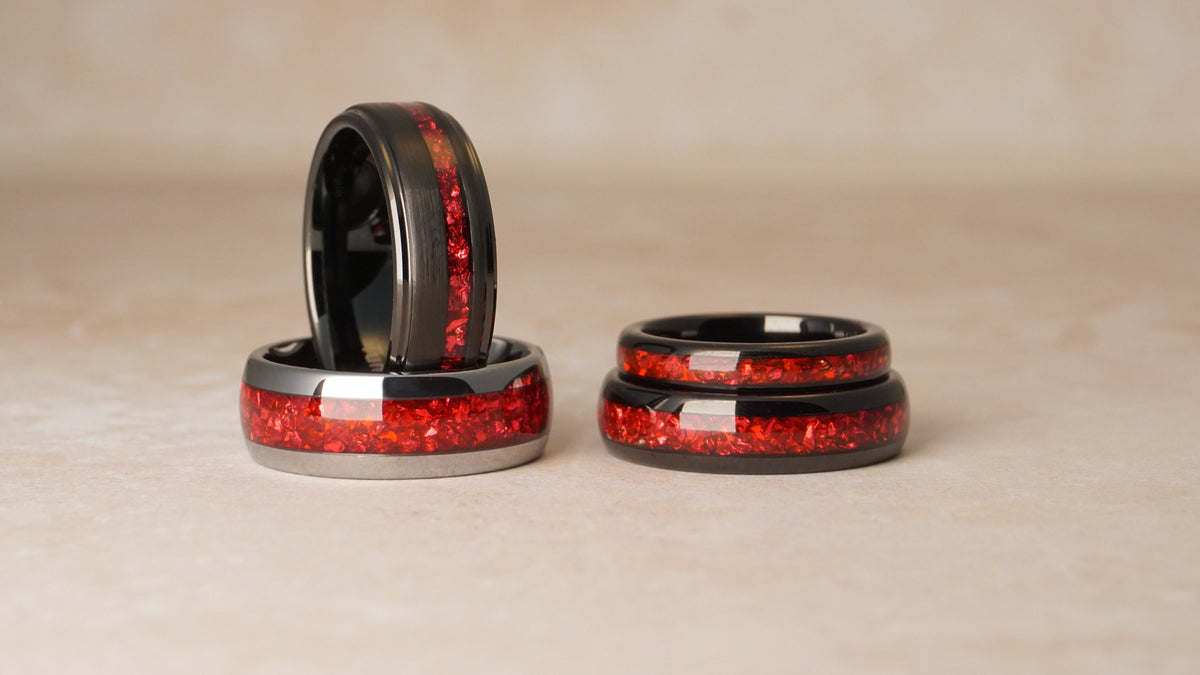 Red Tungsten Rings – Redwood Rings