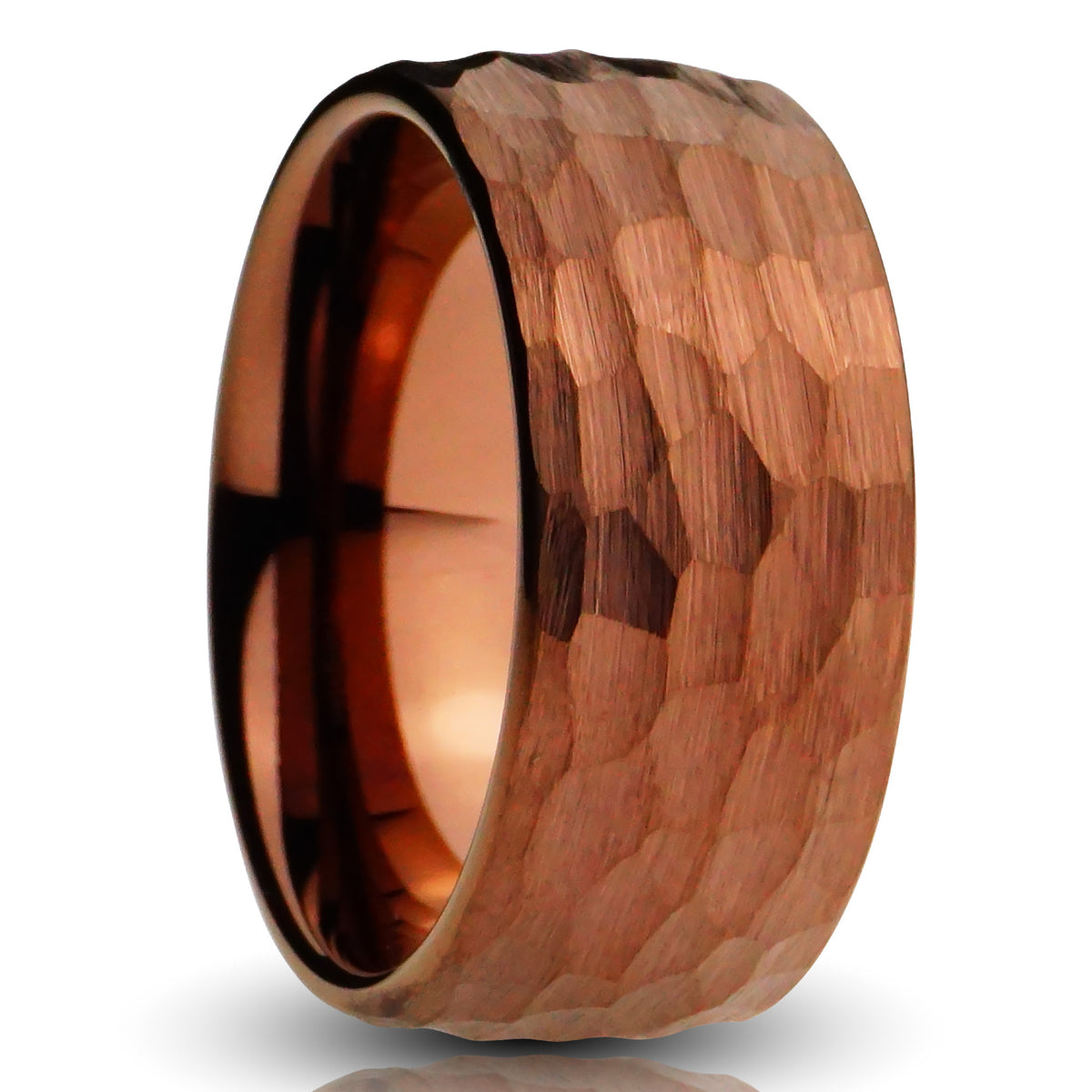 Brown Tungsten Ring, Hammered Finish - 10MM – Redwood Rings