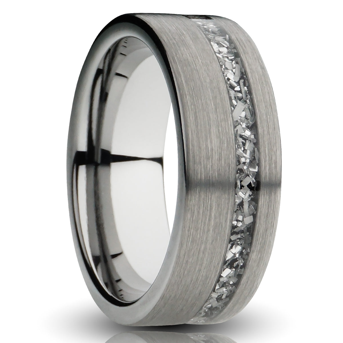 Silver Tungsten Ring With Meteorite Inlay - 8MM – Redwood Rings