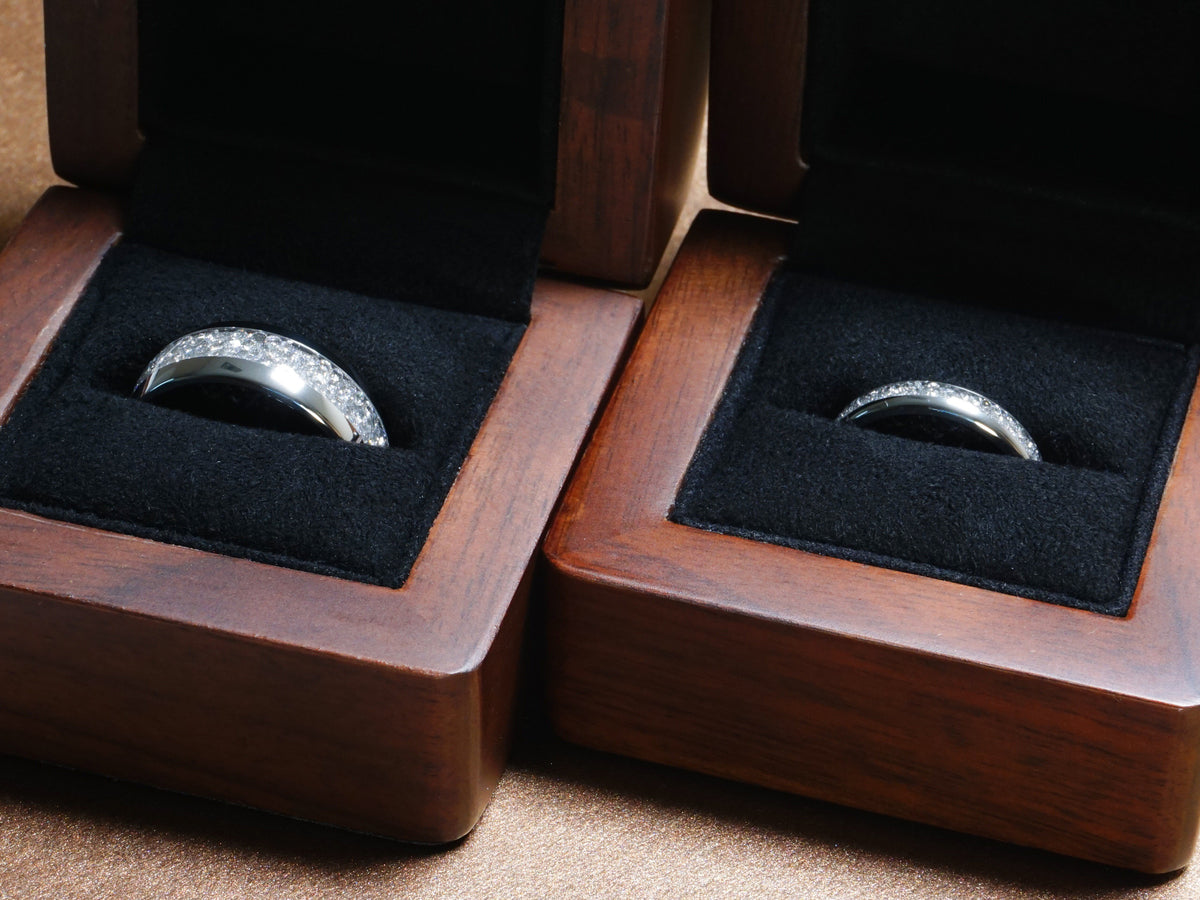 Matching Silver Tungsten Rings with White Lab Diamond Inlay - 4MM, 6MM ...