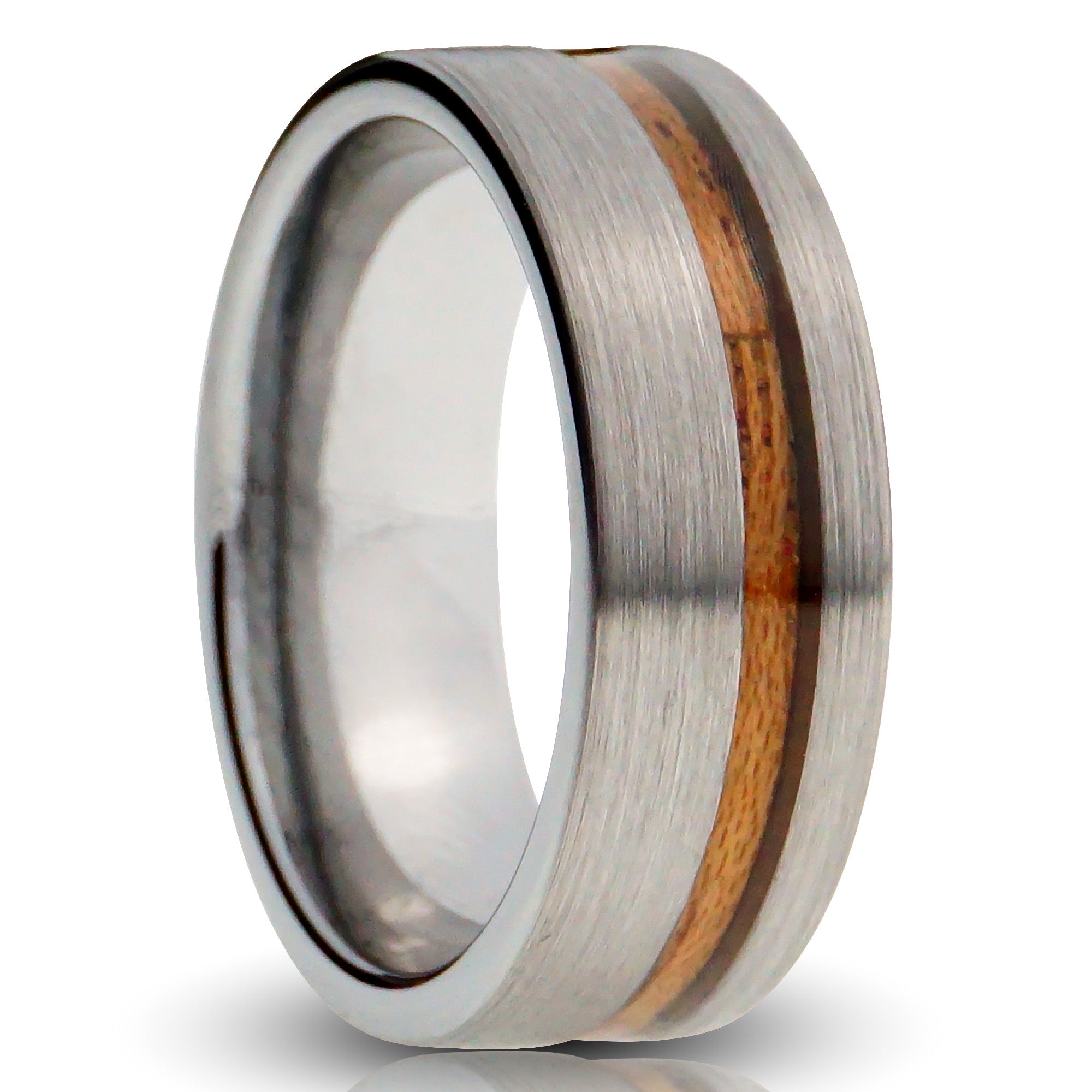 The Redwood Ring, Silver Brushed Tungsten and Genuine Sequoia Inlay ...
