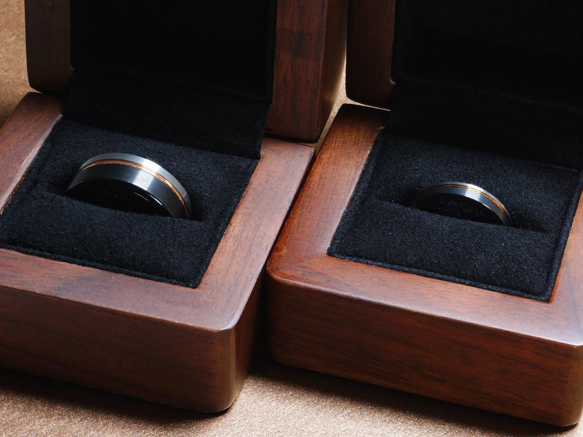 Matching Tri-Color Wedding bands, 8MM and 4MM Matte Ring Set – Redwood ...