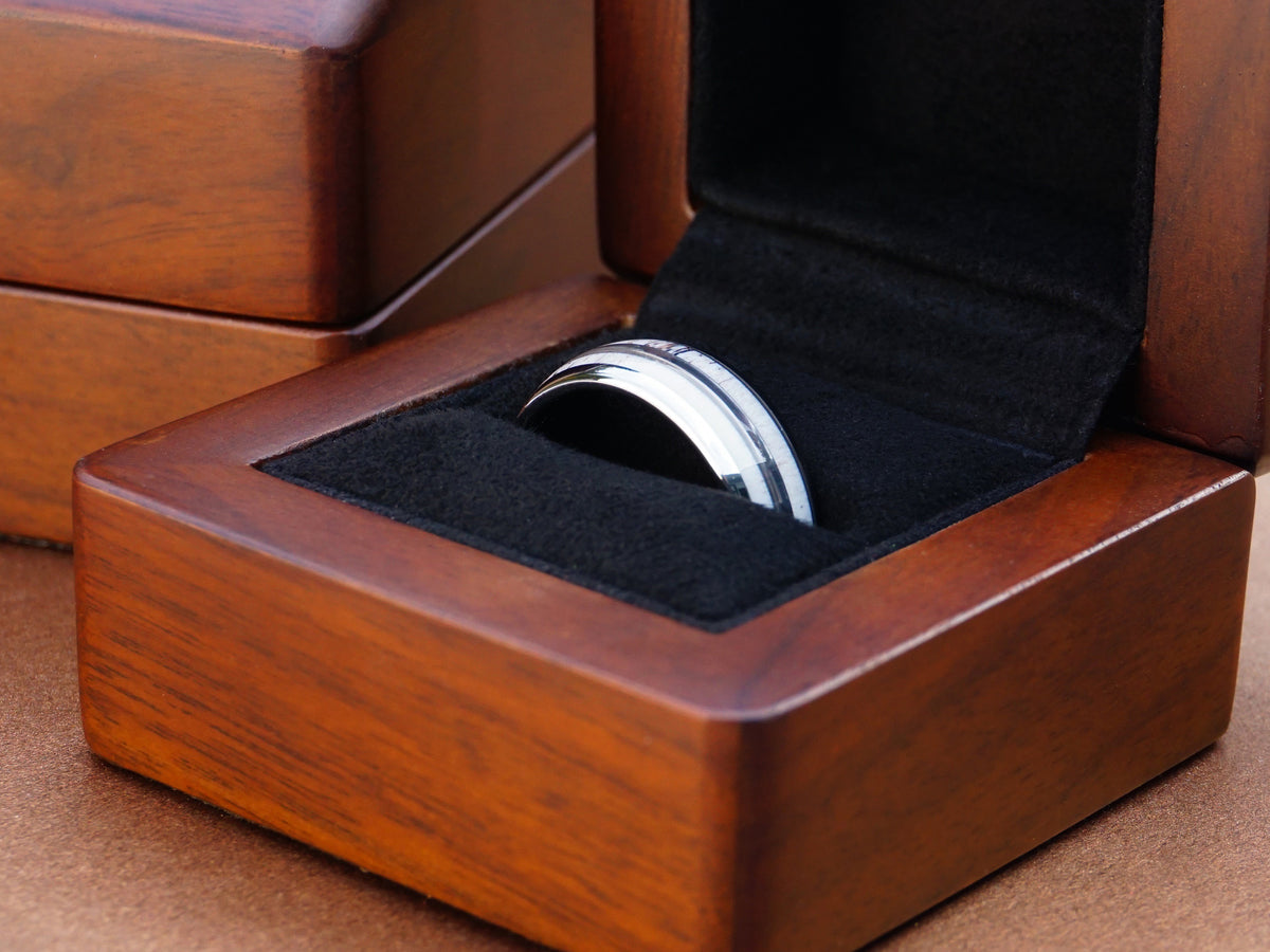 Silver Tungsten Ring, with Dual Antler Inlay - 8MM – Redwood Rings