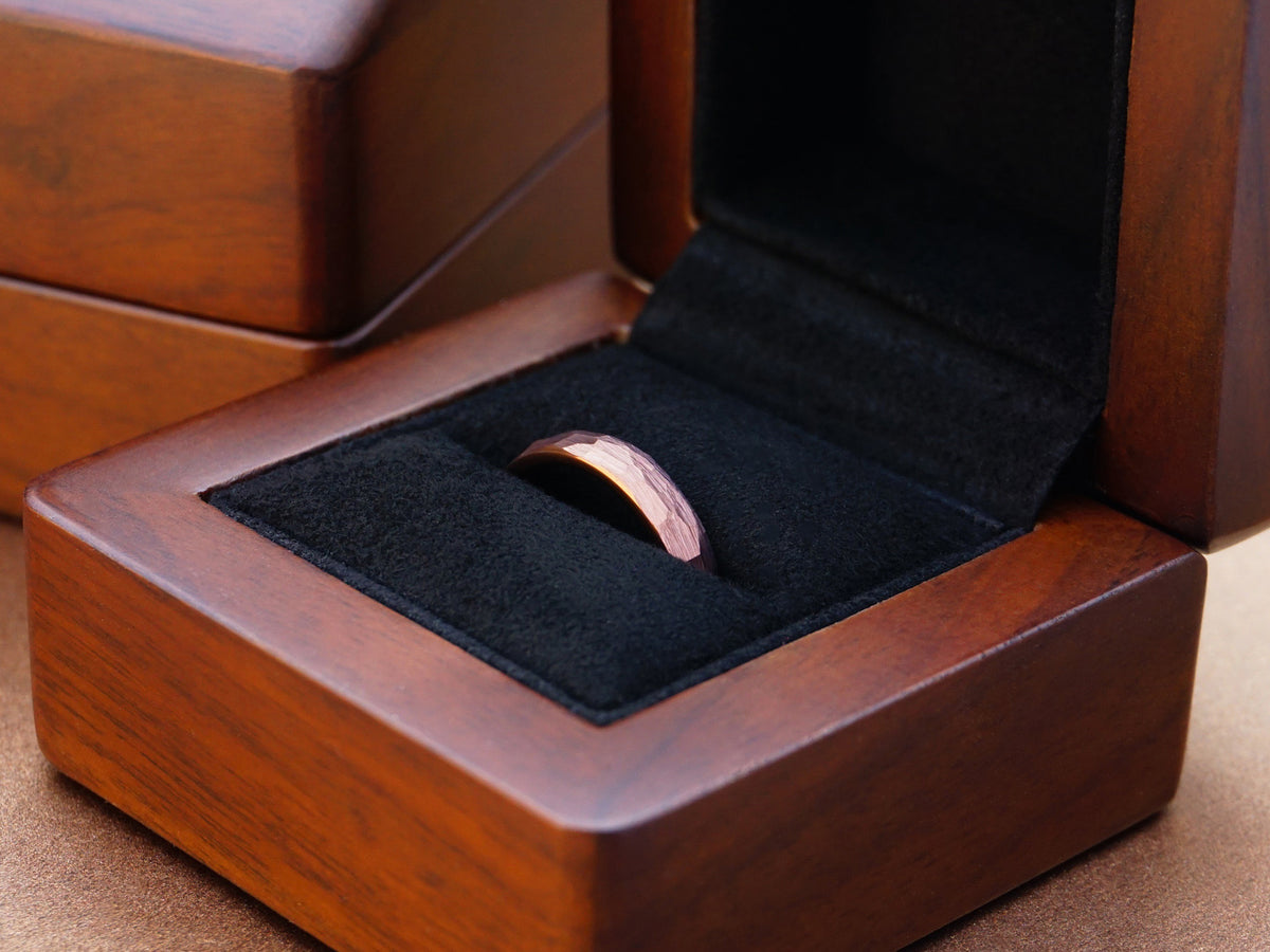 Brown Tungsten Ring, Hammered Finish - 4MM – Redwood Rings