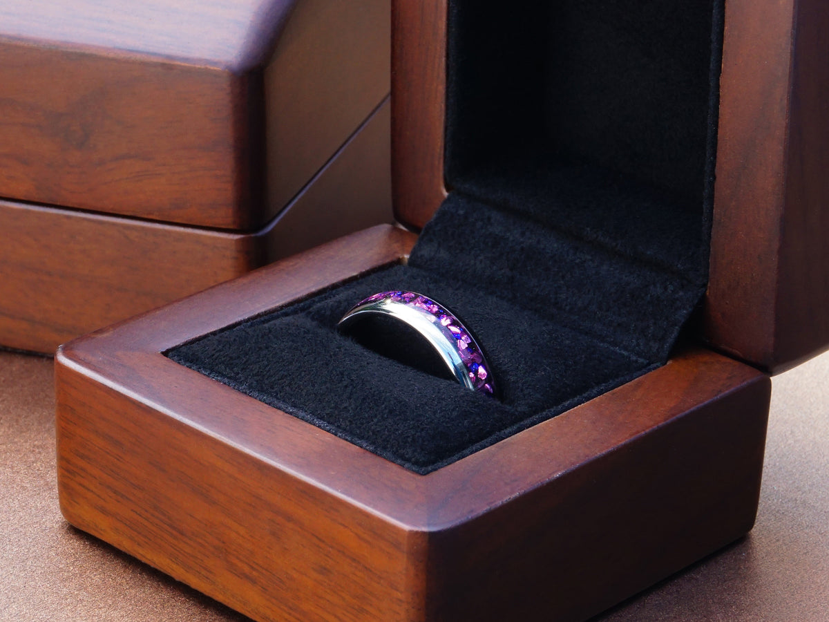 Silver Tungsten Ring with Purple Lab-Created Alexandrite - 6MM ...