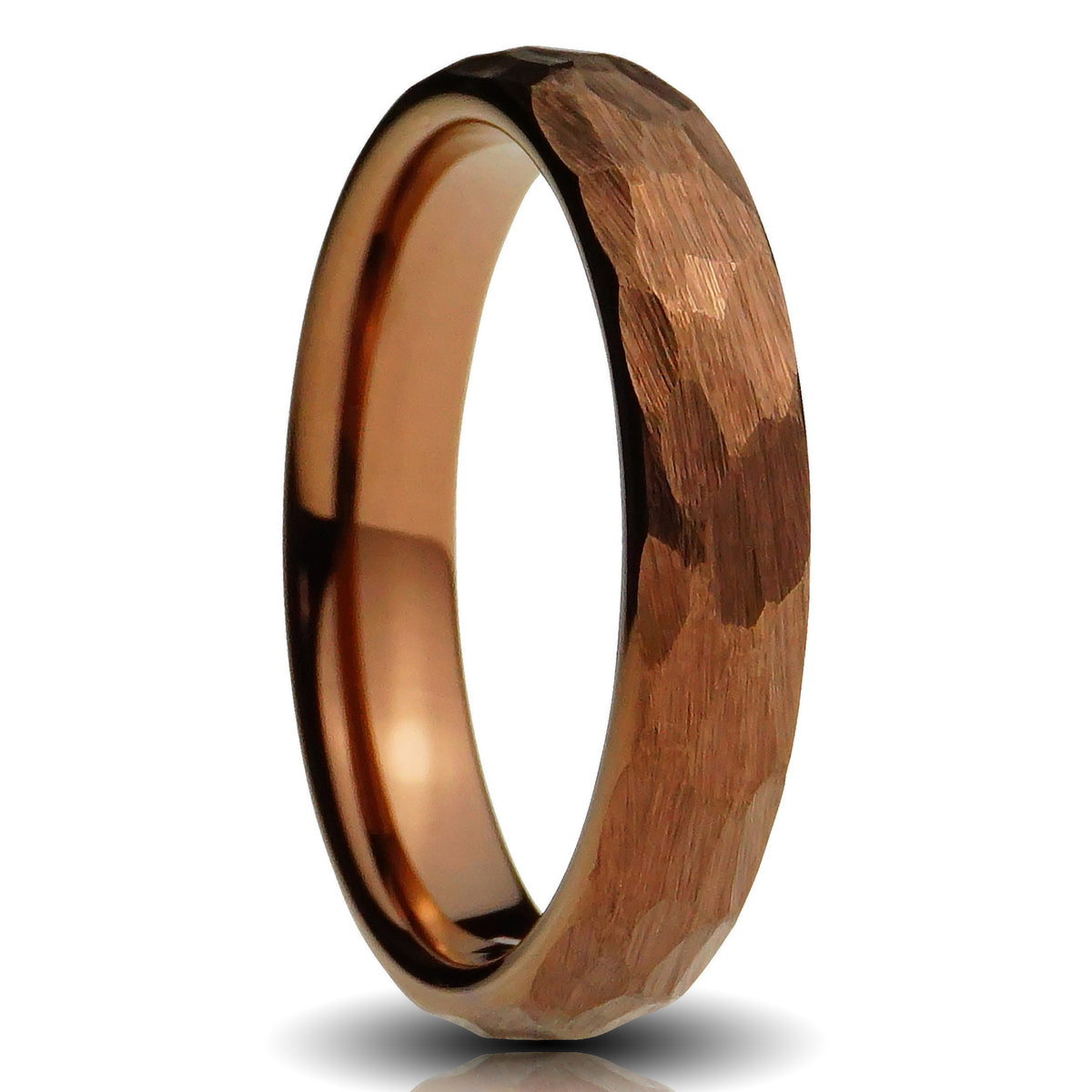 Brown Tungsten Ring, Hammered Finish - 4MM – Redwood Rings