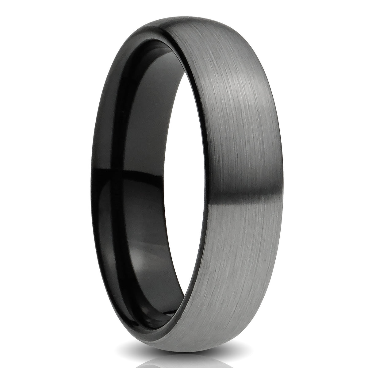 Silver and Black Tungsten Ring, Brushed Finish - 6MM – Redwood Rings